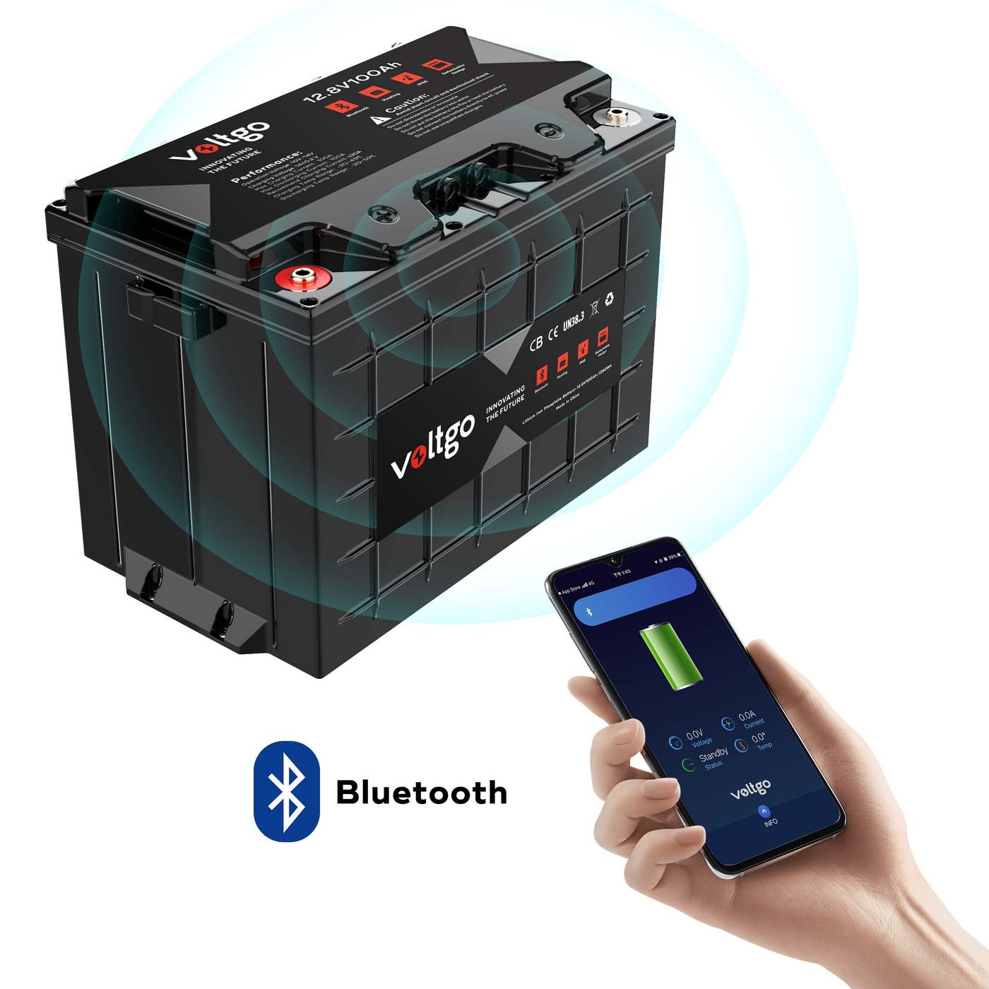 VoltGo 12.8V 100Ah LiFePO₄ Battery – Elite Series, Off-Grid Power